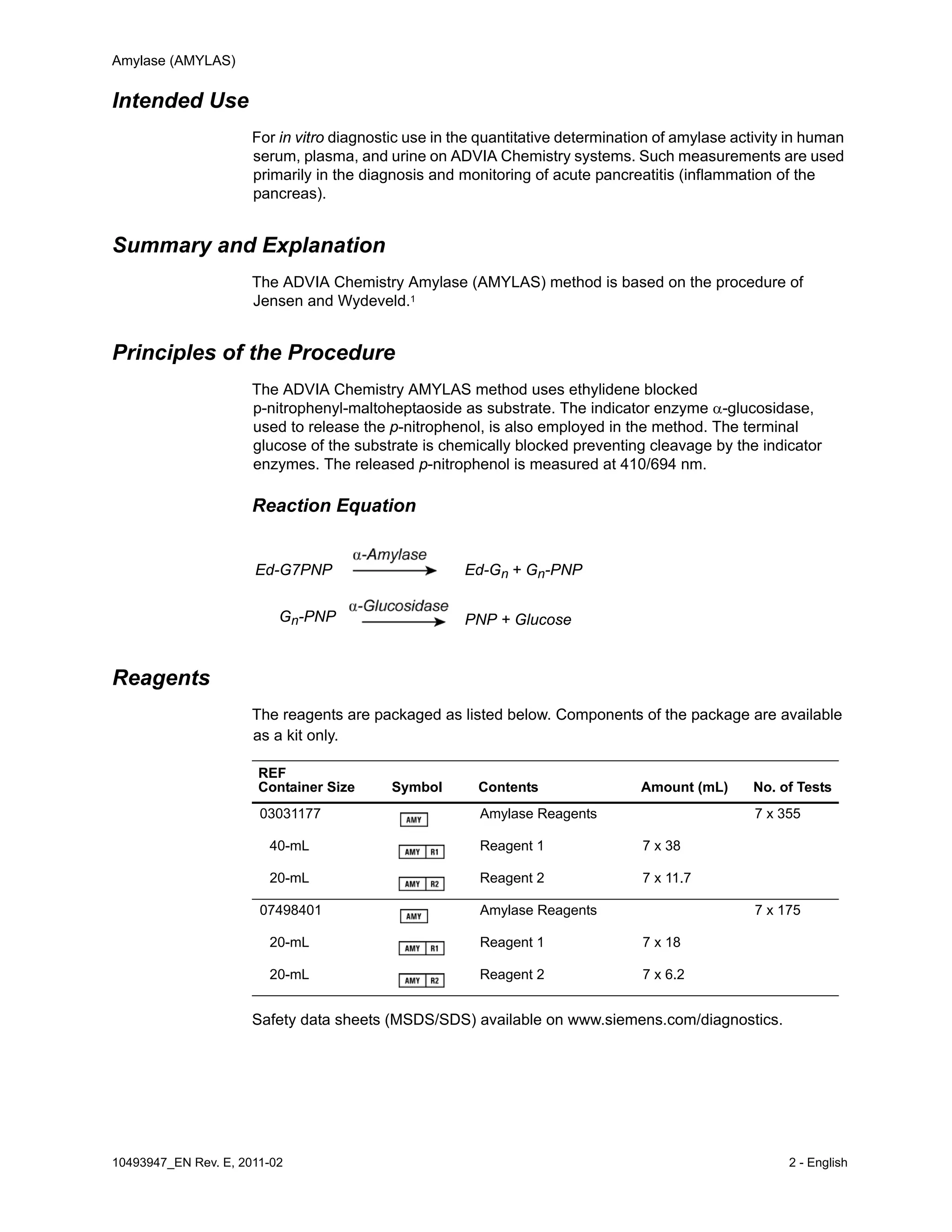 Reactivo de amilasa | PDF
