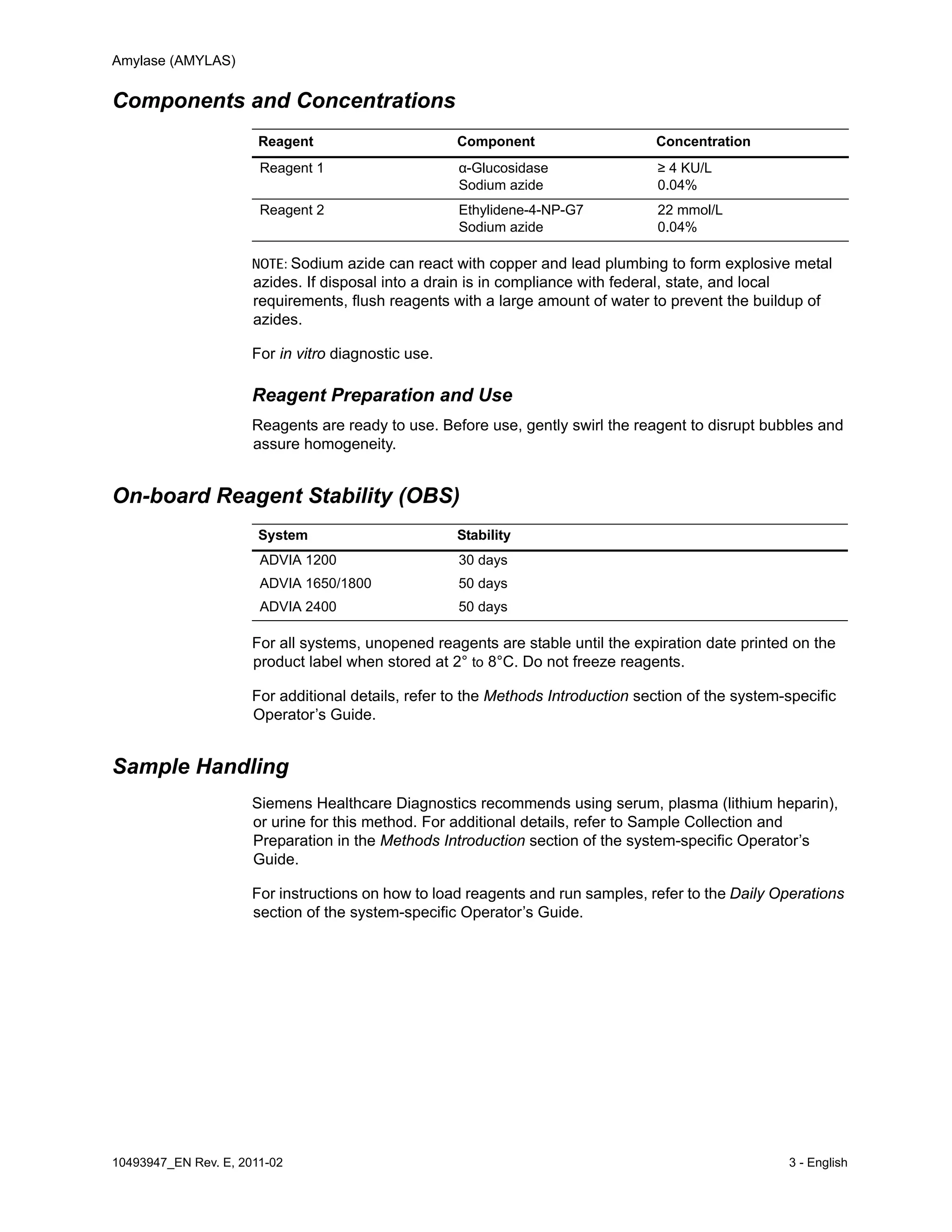 Reactivo de amilasa | PDF