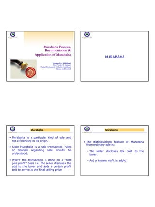Murabaha process, documentation & practical issues by (1) | PDF