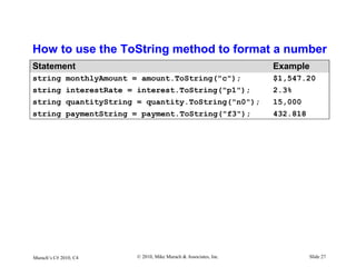 C# Tutorial MSM_Murach chapter-04-slides | PPT