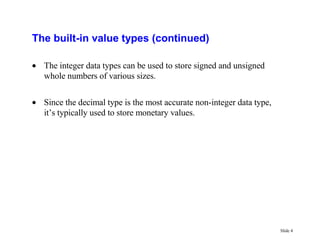 C# Tutorial MSM_Murach chapter-04-slides | PPT