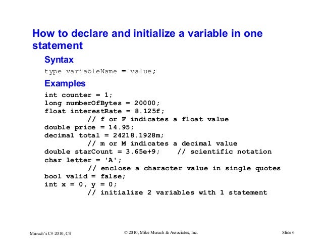 C# Tutorial MSM_Murach chapter-04-slides