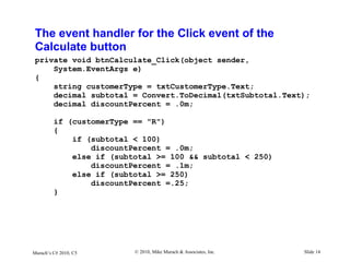 C# Tutorial MSM_Murach chapter-05-slides | PPT