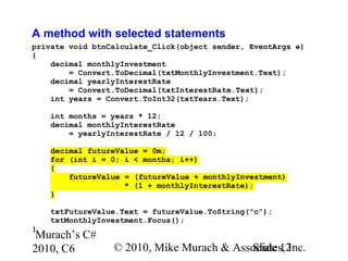 C# Tutorial MSM_Murach chapter-06-slides | PPT