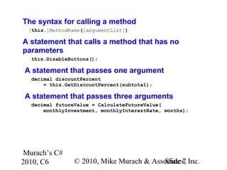 C# Tutorial MSM_Murach chapter-06-slides | PPT