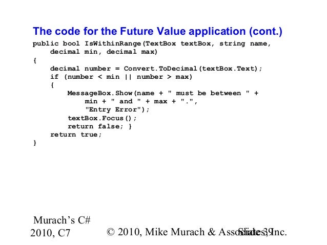 C# Tutorial MSM_Murach chapter-07-slides