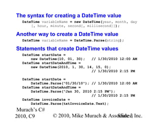 C# Tutorial MSM_Murach chapter-09-slides | PPT
