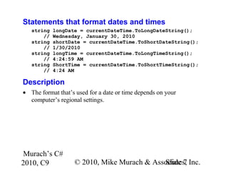 C# Tutorial MSM_Murach chapter-09-slides | PPT