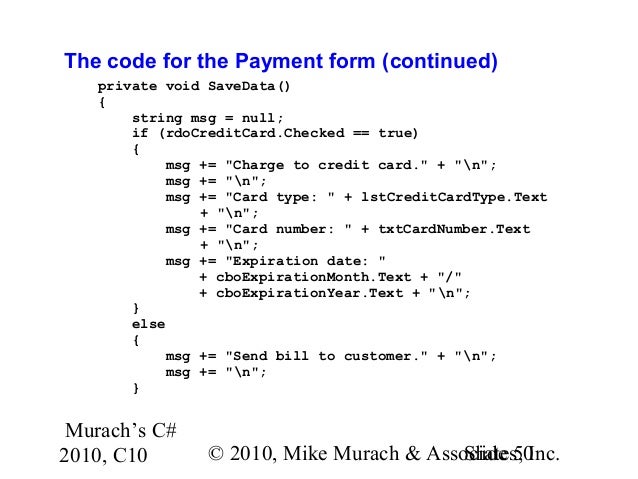 C# Tutorial MSM_Murach chapter-10-slides