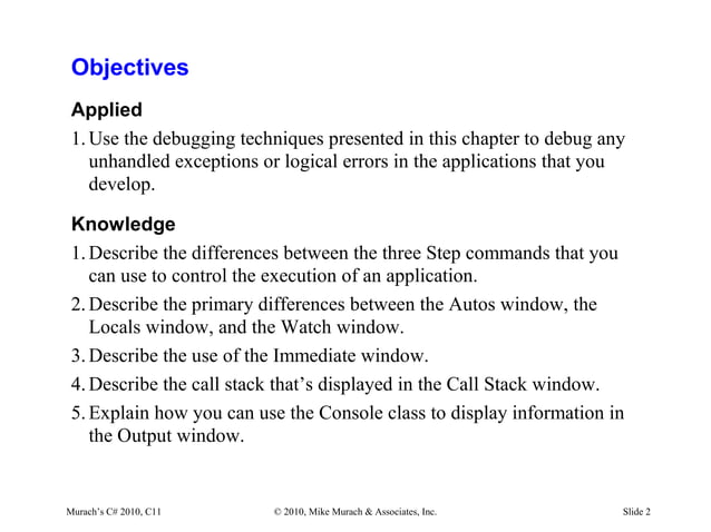 C# Tutorial MSM_Murach chapter-11-slides | PPT