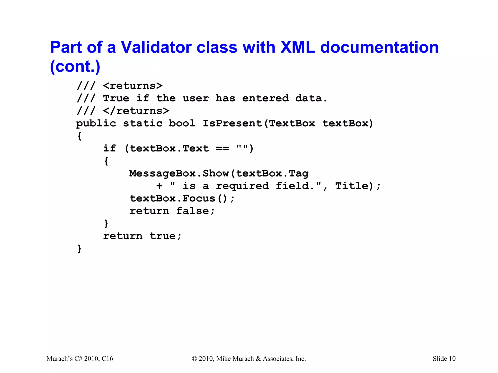C# Tutorial MSM_Murach chapter-16-slides | PPT