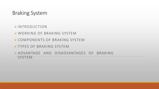 Braking System in Vehicles | PPTX