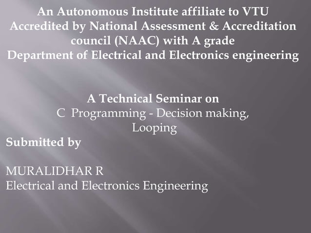 C Programming - Decision making, Looping | PPT