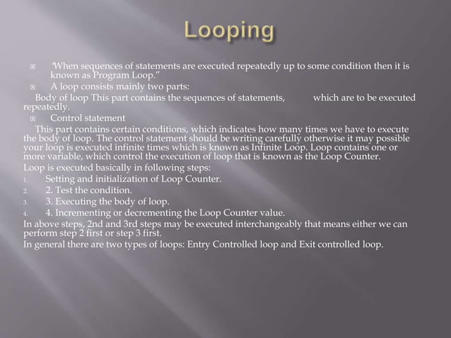 C Programming - Decision making, Looping | PPT