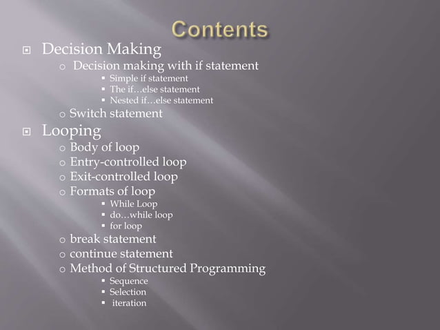 C Programming Decision Making Looping Ppt