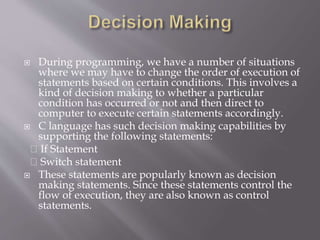 C Programming - Decision making, Looping | PPT