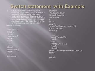 C Programming - Decision making, Looping | PPT