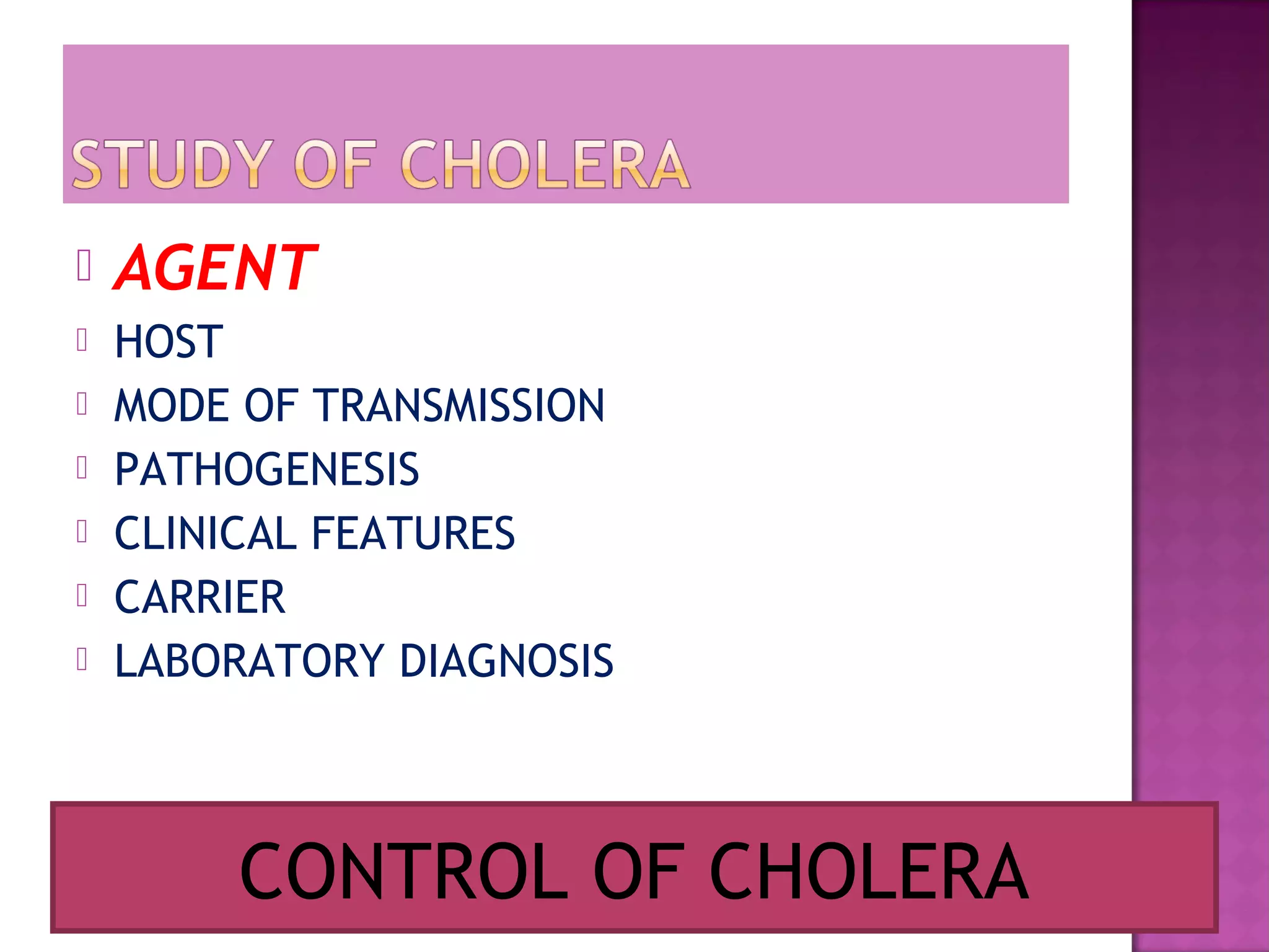 epidemiology and outbreak investigations of cholera | PPT