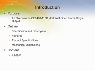 An Overview on CEF400-112C, 400 Watt Open Frame Single Output Power ...