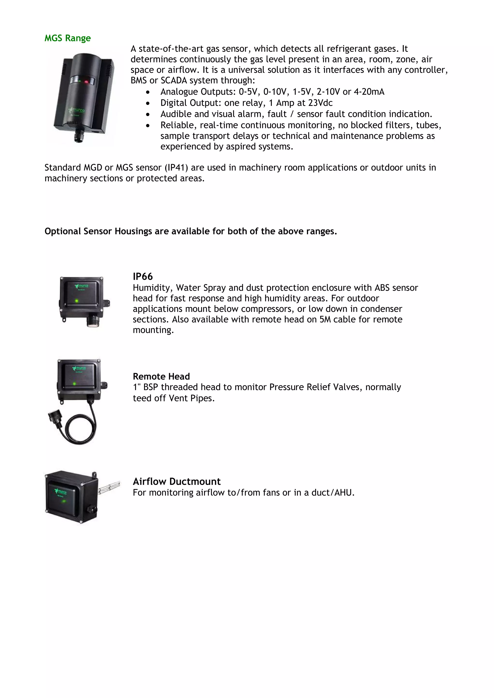 Murco Fixed Gas Detectors - Data Sheet | PDF