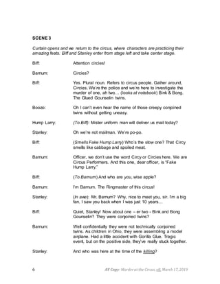 Murder at the Circus (one-act play by Kevin Nalty) | DOCX