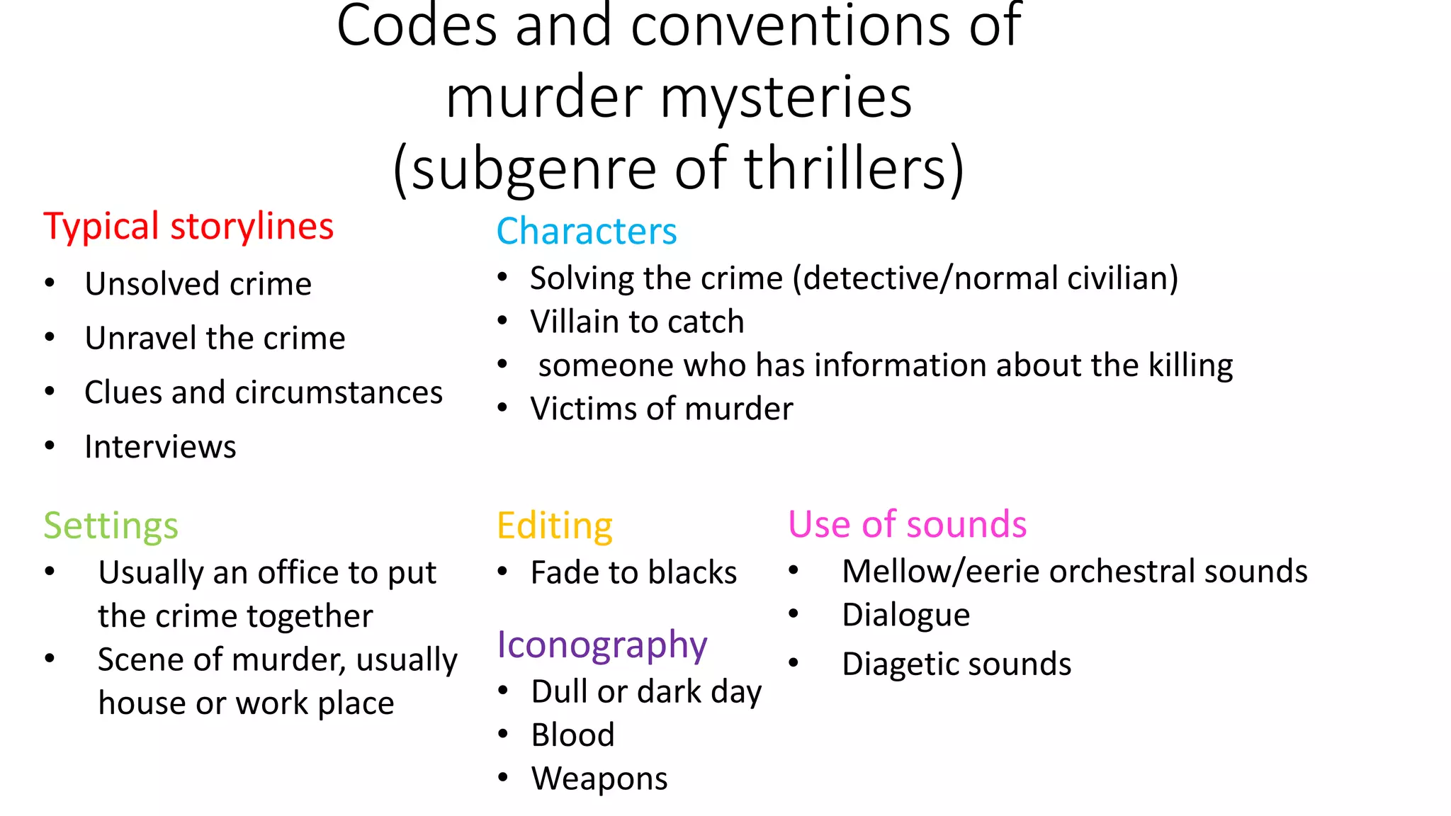 Murder mystery codes and conventions | PPTX