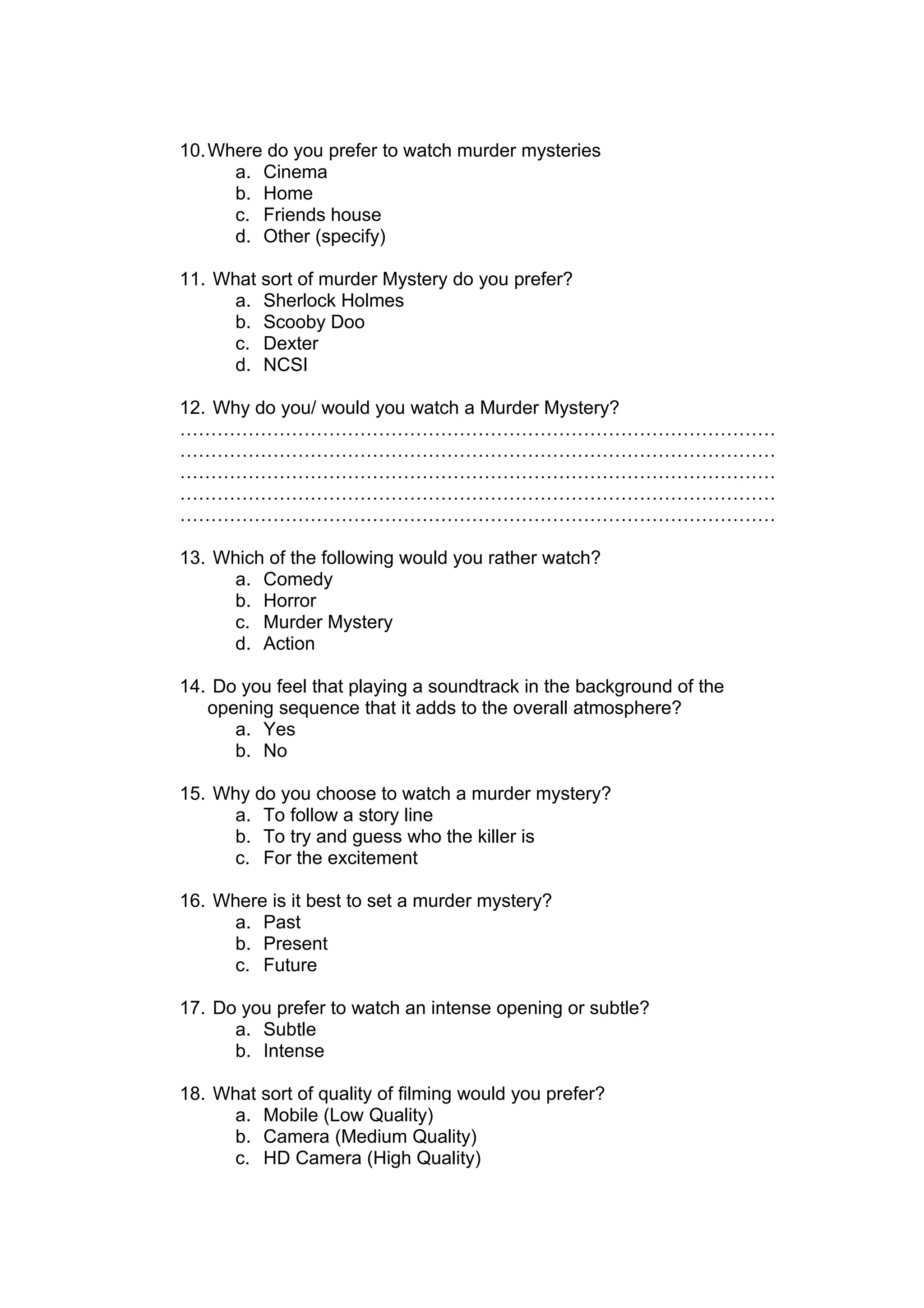 Murder mystery questionnaire | DOC