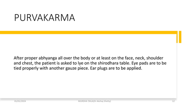 Murdha taila/Murdhini taila.pptx by Dr Akshay | PPTX | Diseases and ...