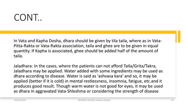 Murdha taila/Murdhini taila.pptx by Dr Akshay | PPTX | Diseases and ...