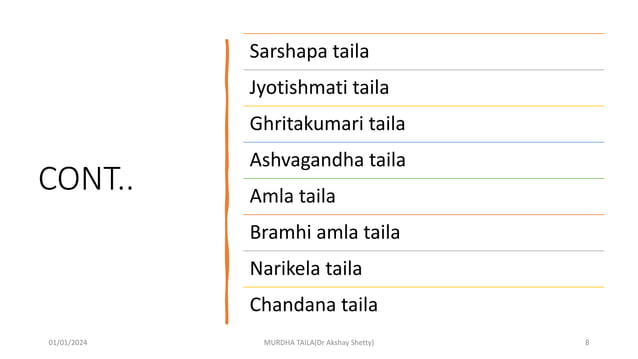 Murdha taila/Murdhini taila.pptx by Dr Akshay | PPTX | Diseases and ...