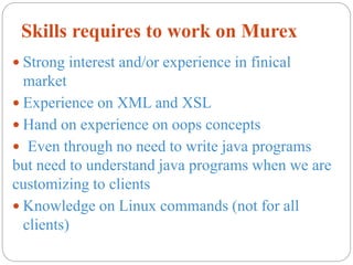 Murex training | Murex online video tutorial | PPTX