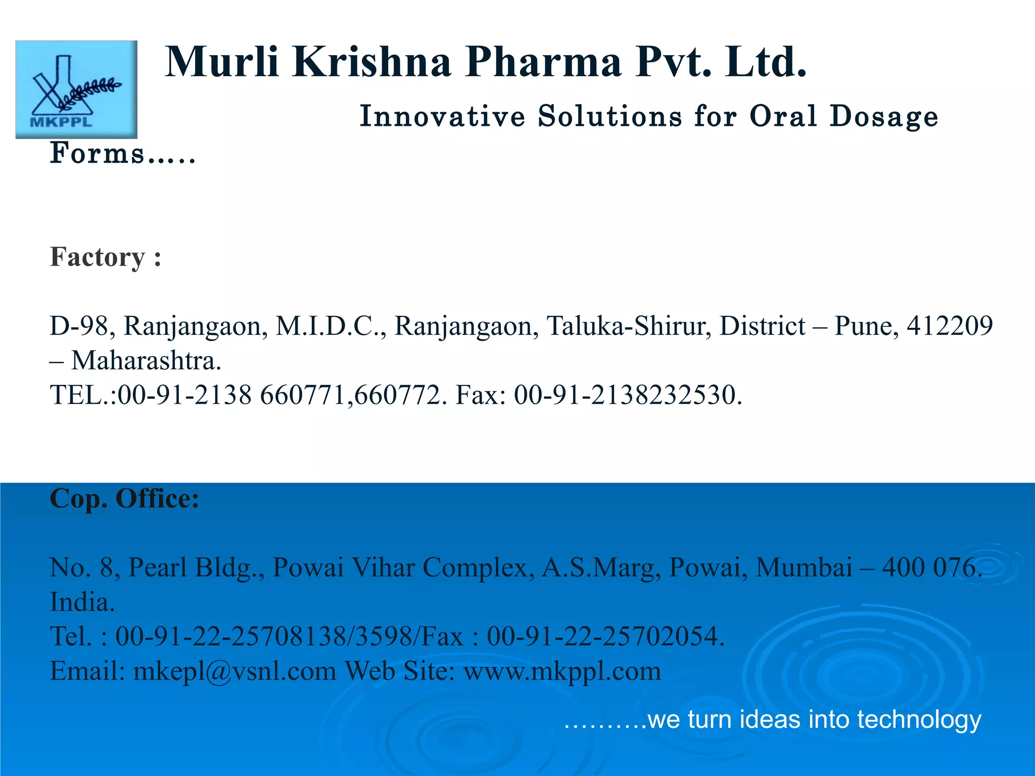 Murli Krishna Pharma Pvt. Ltd. | PPT
