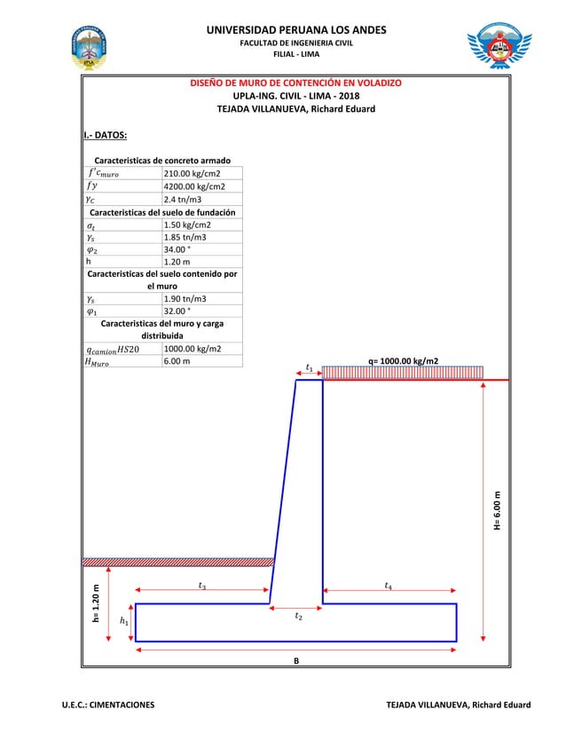 Muro de contencion en voladizo | PDF | Civil Engineering Industry ...