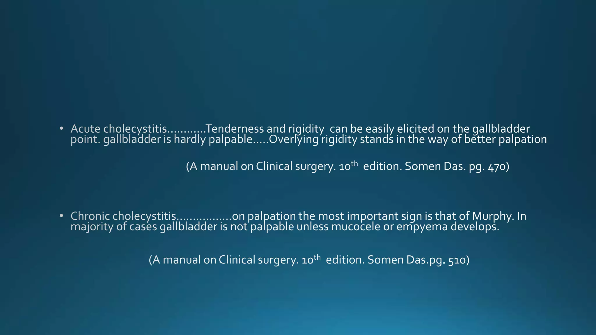 MURPHY'S SIGN of cholecystitis/gallbladder: sign of acute or chronic ...