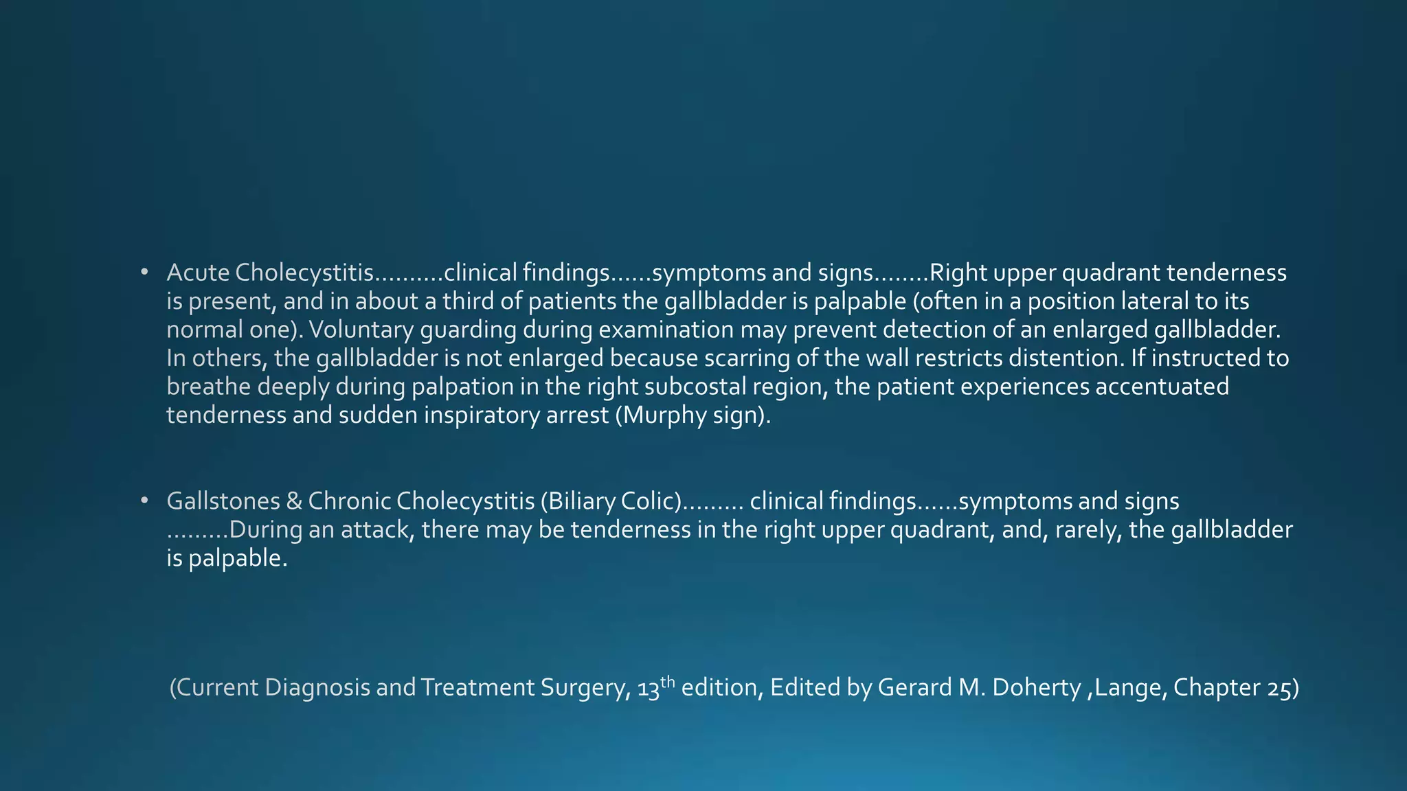 MURPHY'S SIGN of cholecystitis/gallbladder: sign of acute or chronic ...