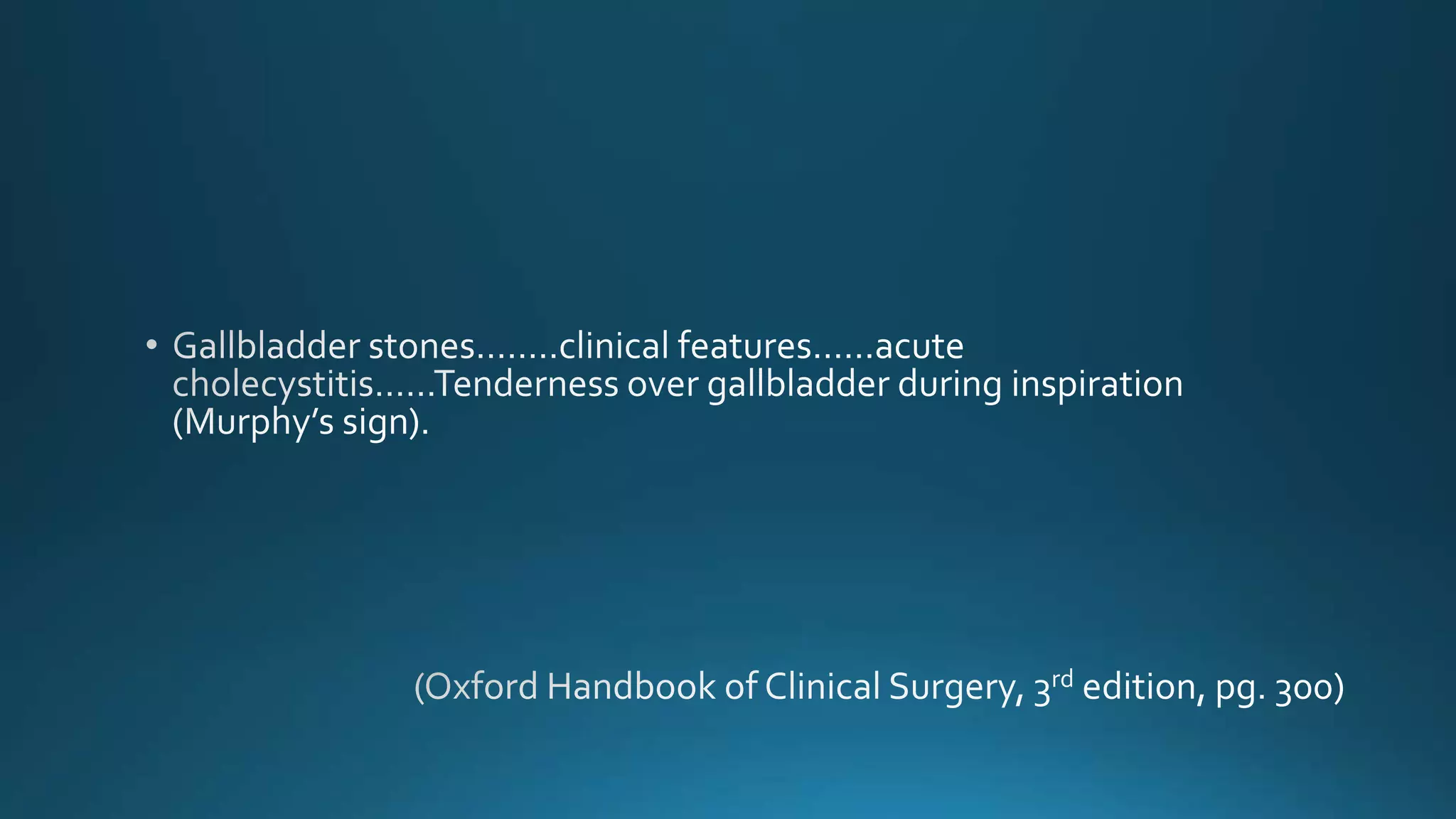 MURPHY'S SIGN of cholecystitis/gallbladder: sign of acute or chronic ...