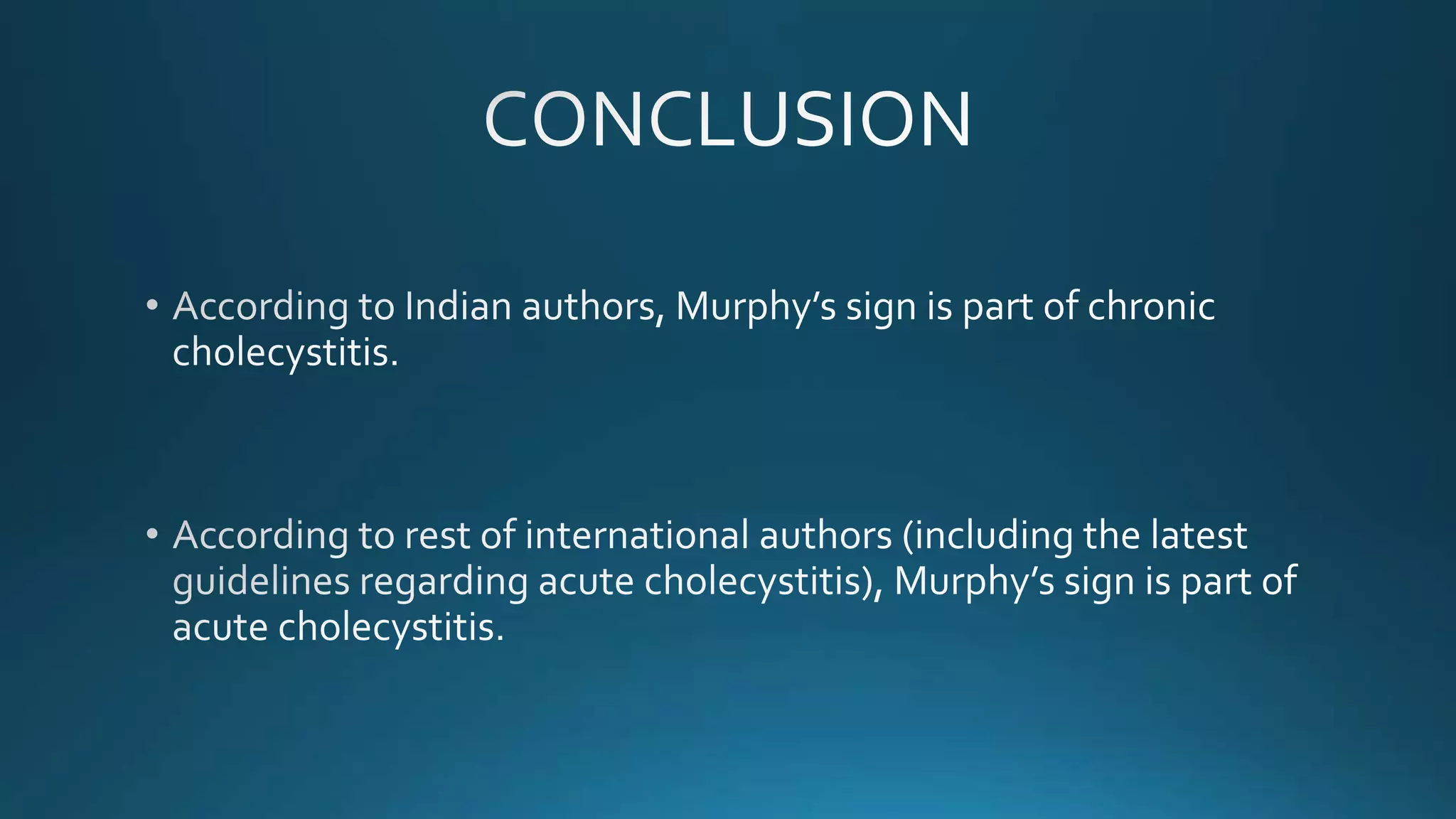 MURPHY'S SIGN of cholecystitis/gallbladder: sign of acute or chronic ...