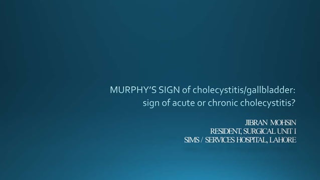 MURPHY'S SIGN of cholecystitis/gallbladder: sign of acute or chronic ...