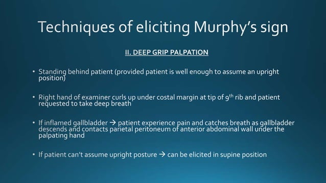 MURPHY'S SIGN of cholecystitis/gallbladder: sign of acute or chronic ...