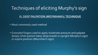 MURPHY'S SIGN of cholecystitis/gallbladder: sign of acute or chronic ...