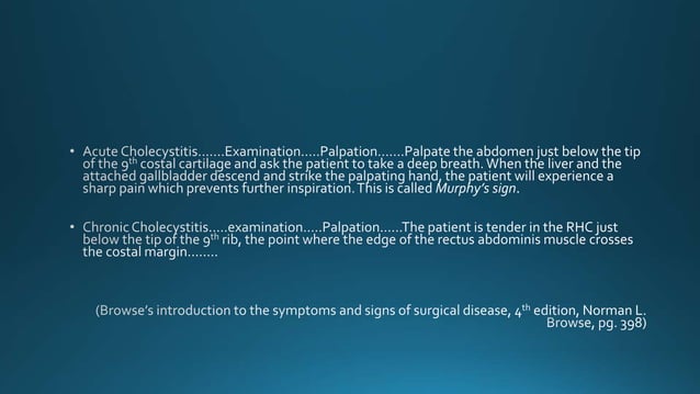 MURPHY'S SIGN of cholecystitis/gallbladder: sign of acute or chronic ...