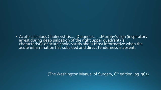 MURPHY'S SIGN of cholecystitis/gallbladder: sign of acute or chronic ...