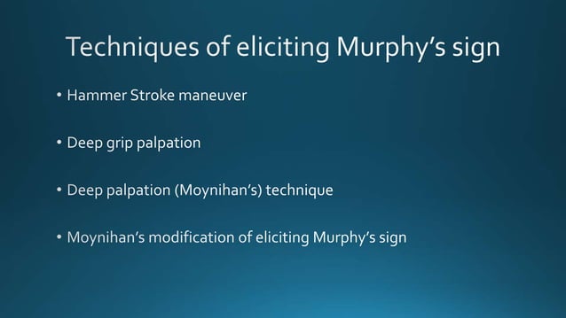 MURPHY'S SIGN of cholecystitis/gallbladder: sign of acute or chronic ...