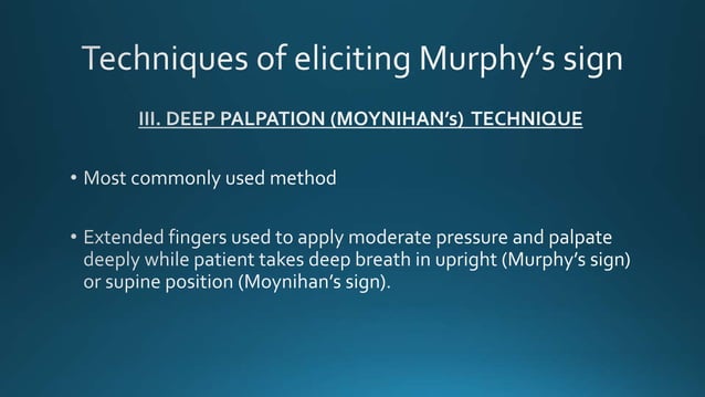 MURPHY'S SIGN of cholecystitis/gallbladder: sign of acute or chronic ...