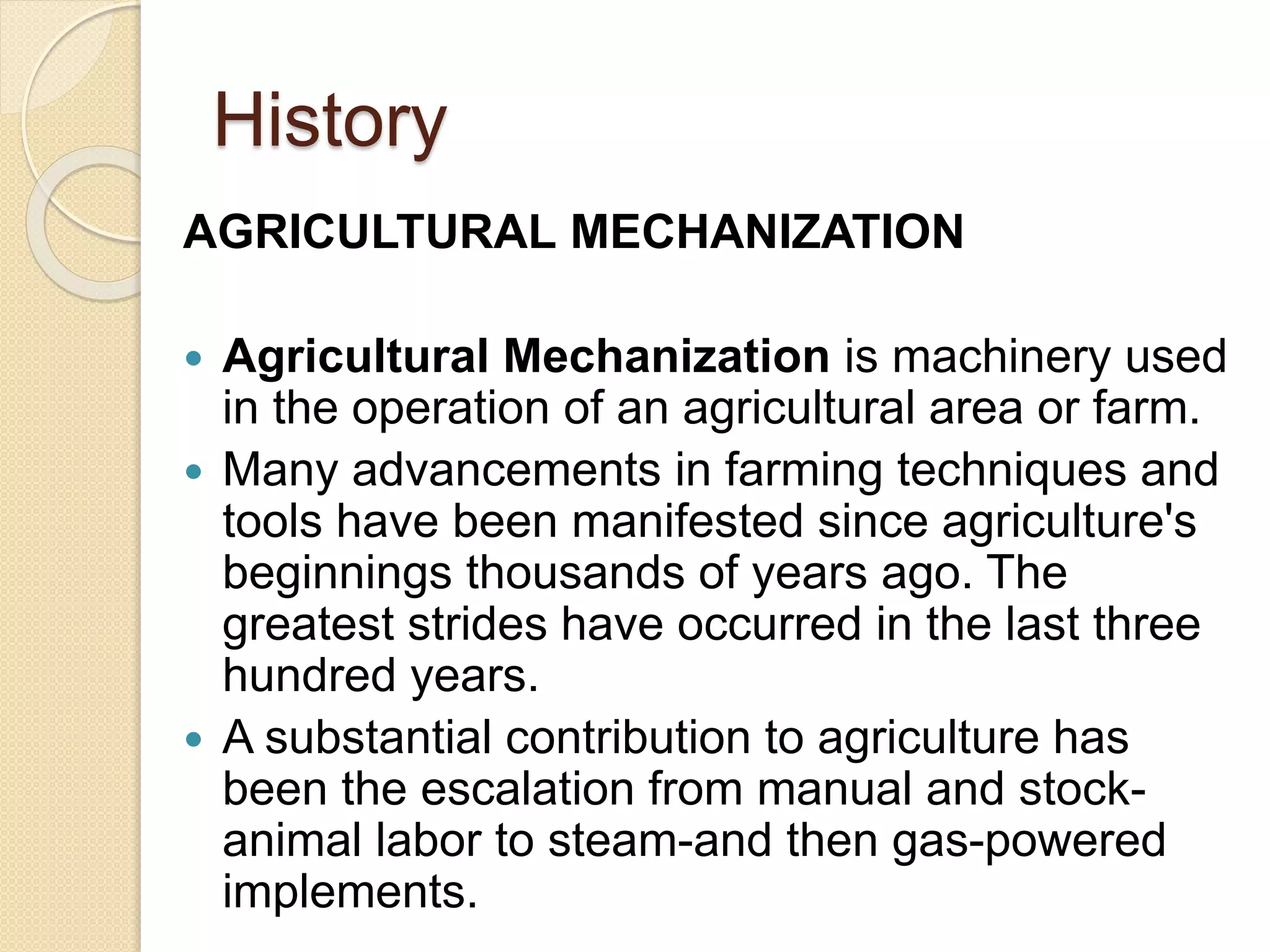 Farm Mechanization | PPTX | Agriculture | Industries