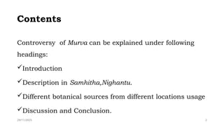 Contraversy of the moorva with Available Sources of Murva | PPTX