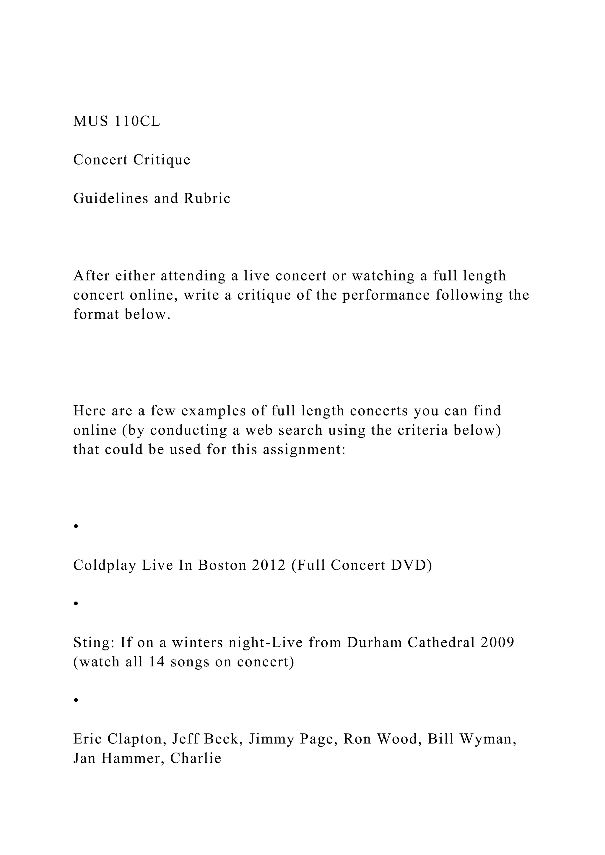 MUS 110CL Concert Critique Guidelines and Rubric A.docx