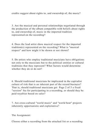 MUS 2433 Writing Assignment Critical Review of World Music .docx