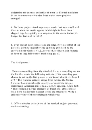 MUS 2433 Writing Assignment Critical Review of World Music .docx