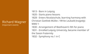 Richard Wagner, Wagner’s Early Works and Music Dramas The very ...
